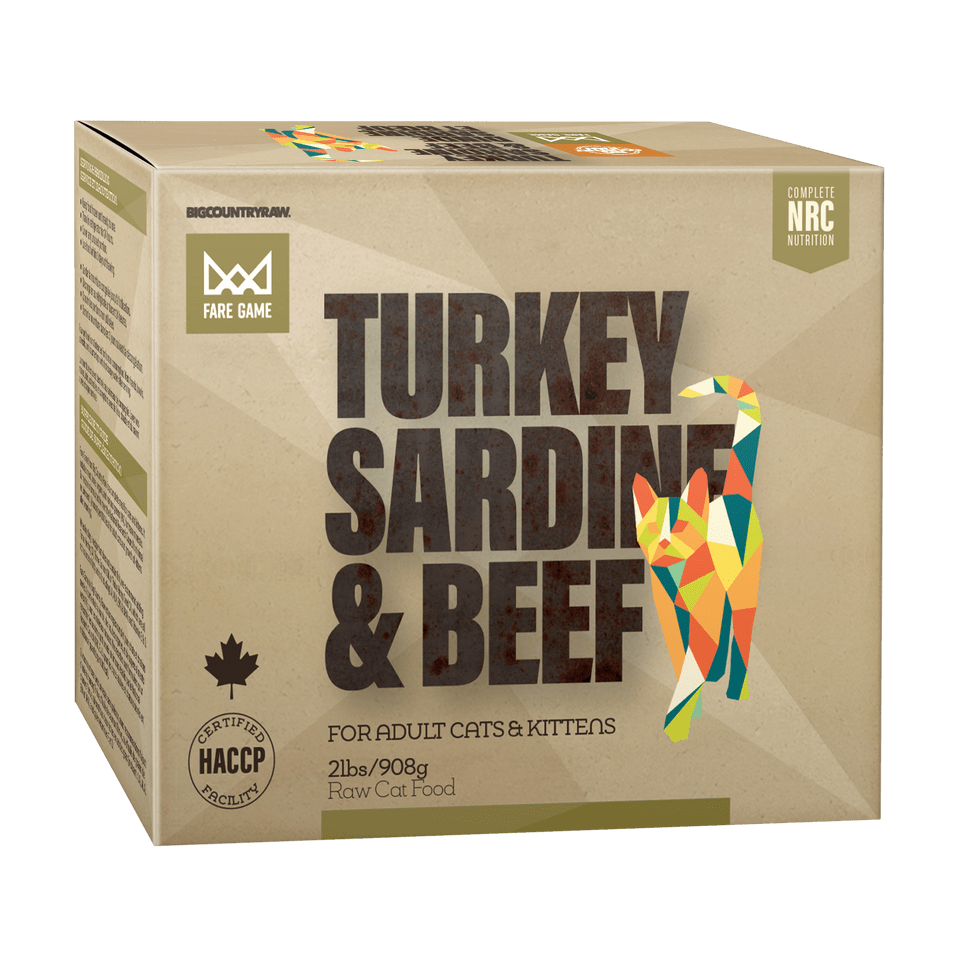 Fare Game Turkey, Sardine & Beef - Frozen Raw Cat Food - Big Country R ...
