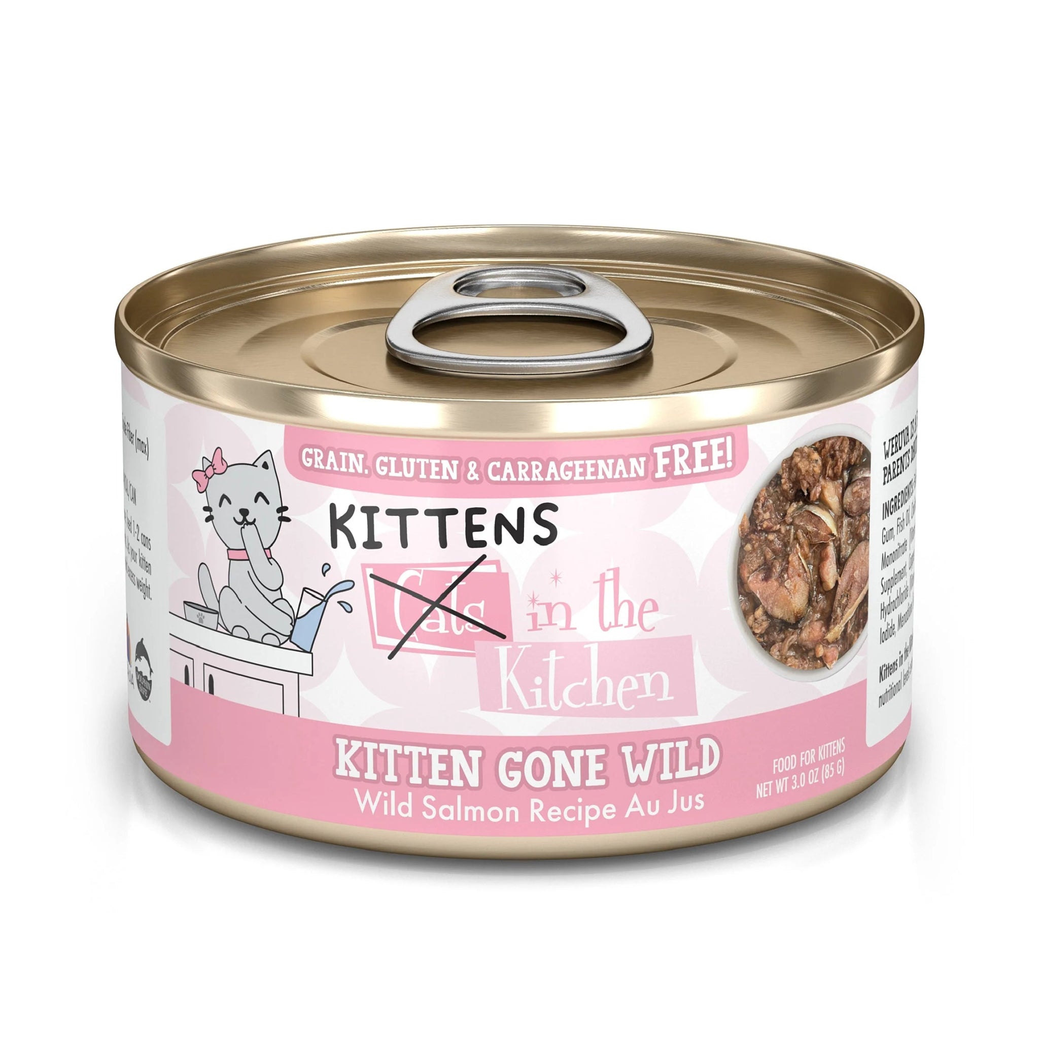 Kitten Gone Wild Wild Salmon Recipe 3.0 oz can - Wet Cat Food - Weruva ...